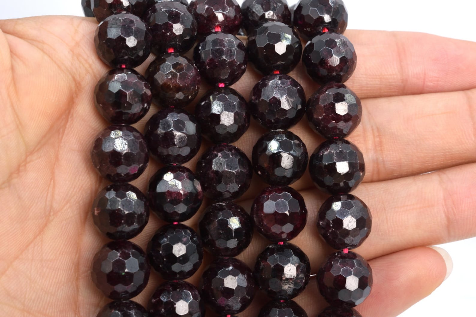 Wine Red Garnet Beads Grade A+ Genuine Natural Gemstone Micro Faceted ...