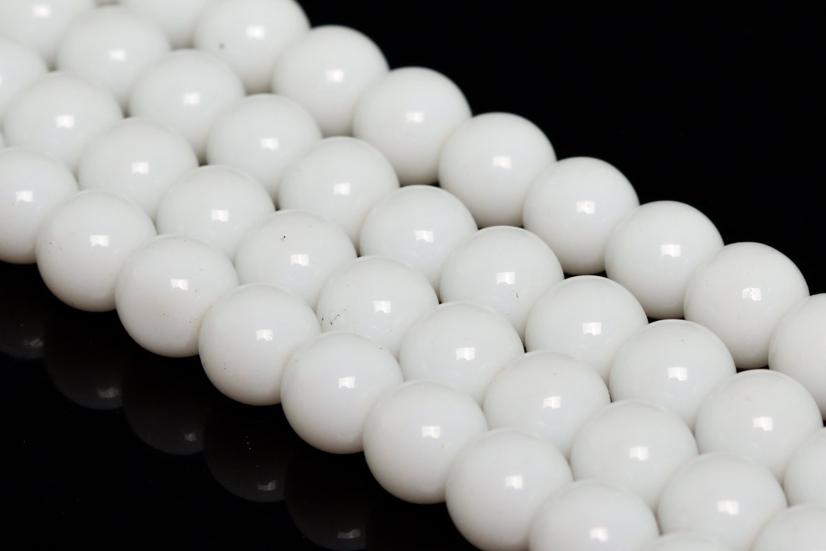 Snow White Jade Beads Round Stone Loose Beads 4MM 6MM 8MM Bulk Lot ...