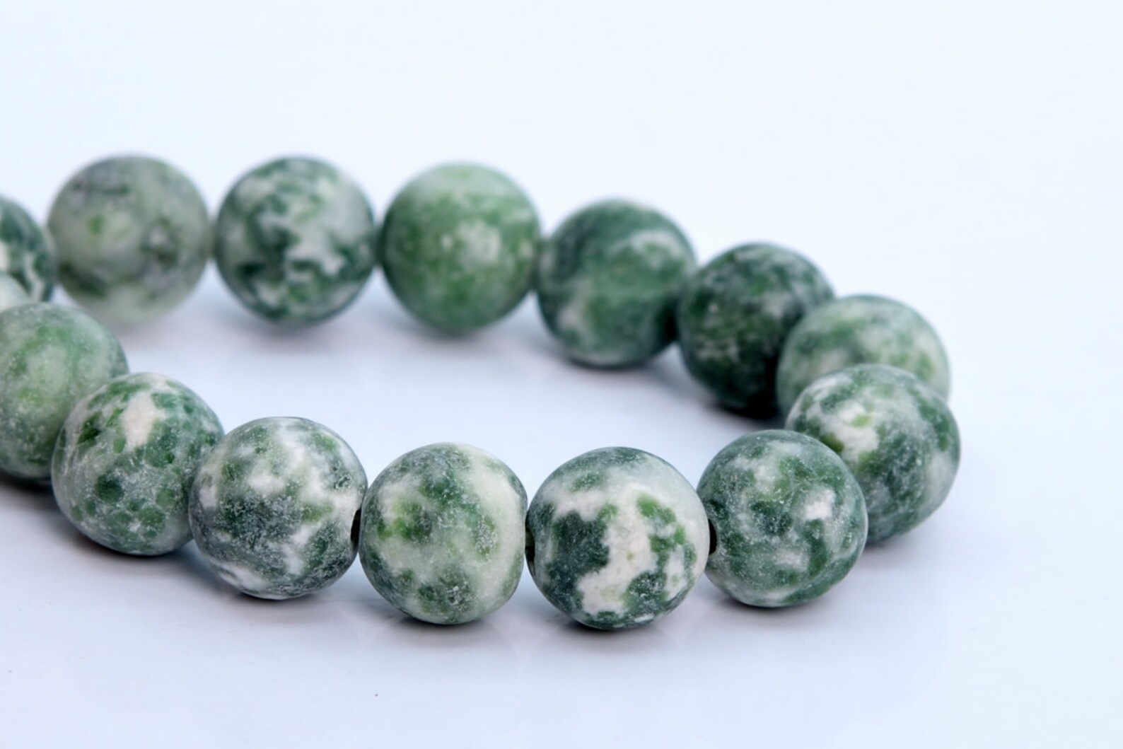 Matte Green Spot Jasper Beads Grade AA Genuine Natural Gemstone Round ...