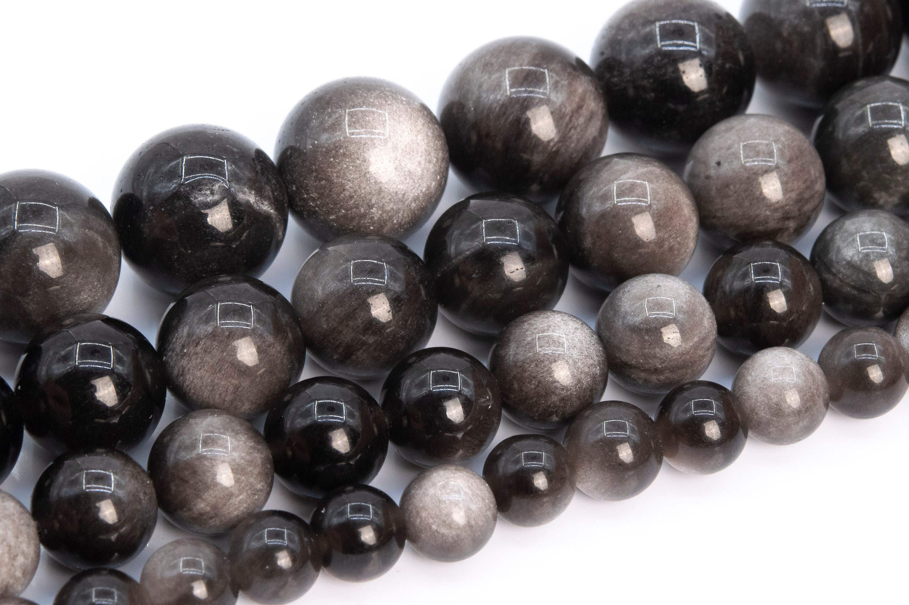 Silver Obsidian Beads Grade AAA Genuine Natural Gemstone Round - Etsy