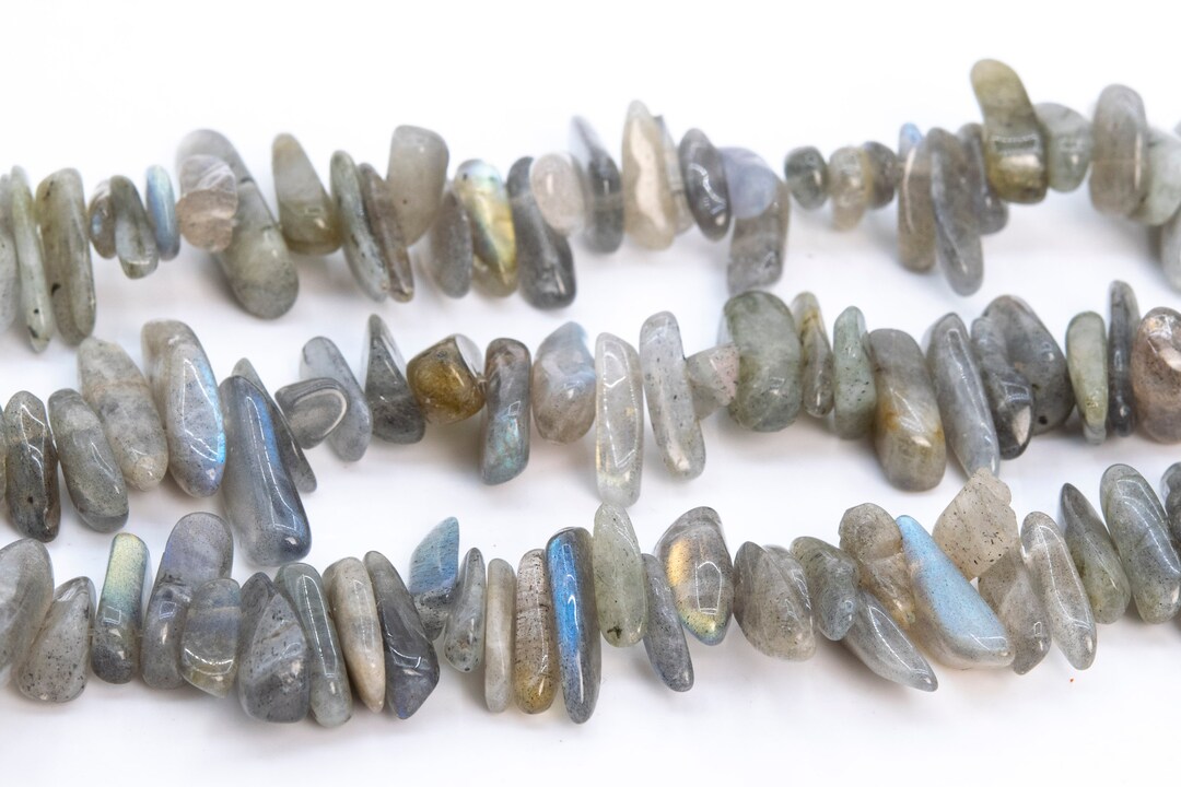 12-24x3-5mm Gray Labradorite Beads Stick Pebble Chip Genuine Natural ...
