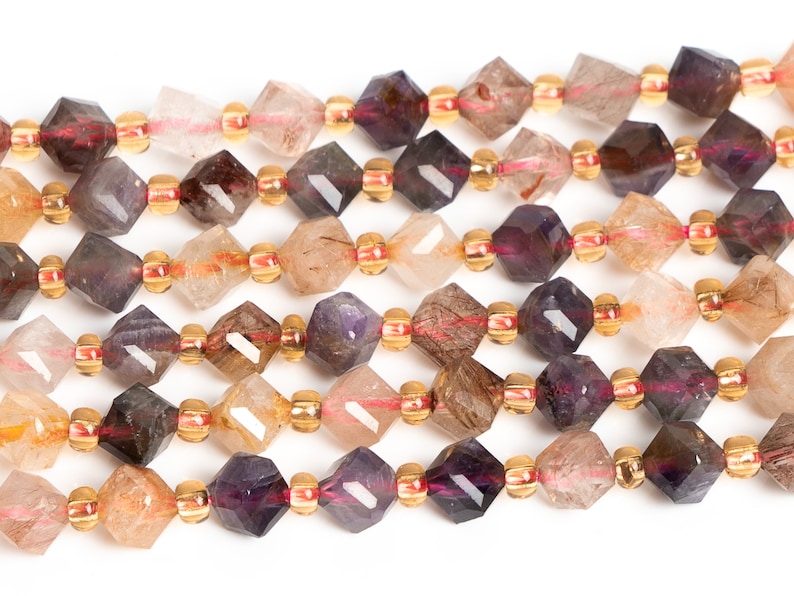 6MM Multicolor Rutilated Quartz Beads Grade AA Genuine Natural Gemstone ...