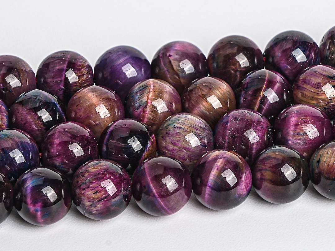 Aurora Purple Tiger Eye Beads Genuine Natural Grade A+ Gemstone Round ...
