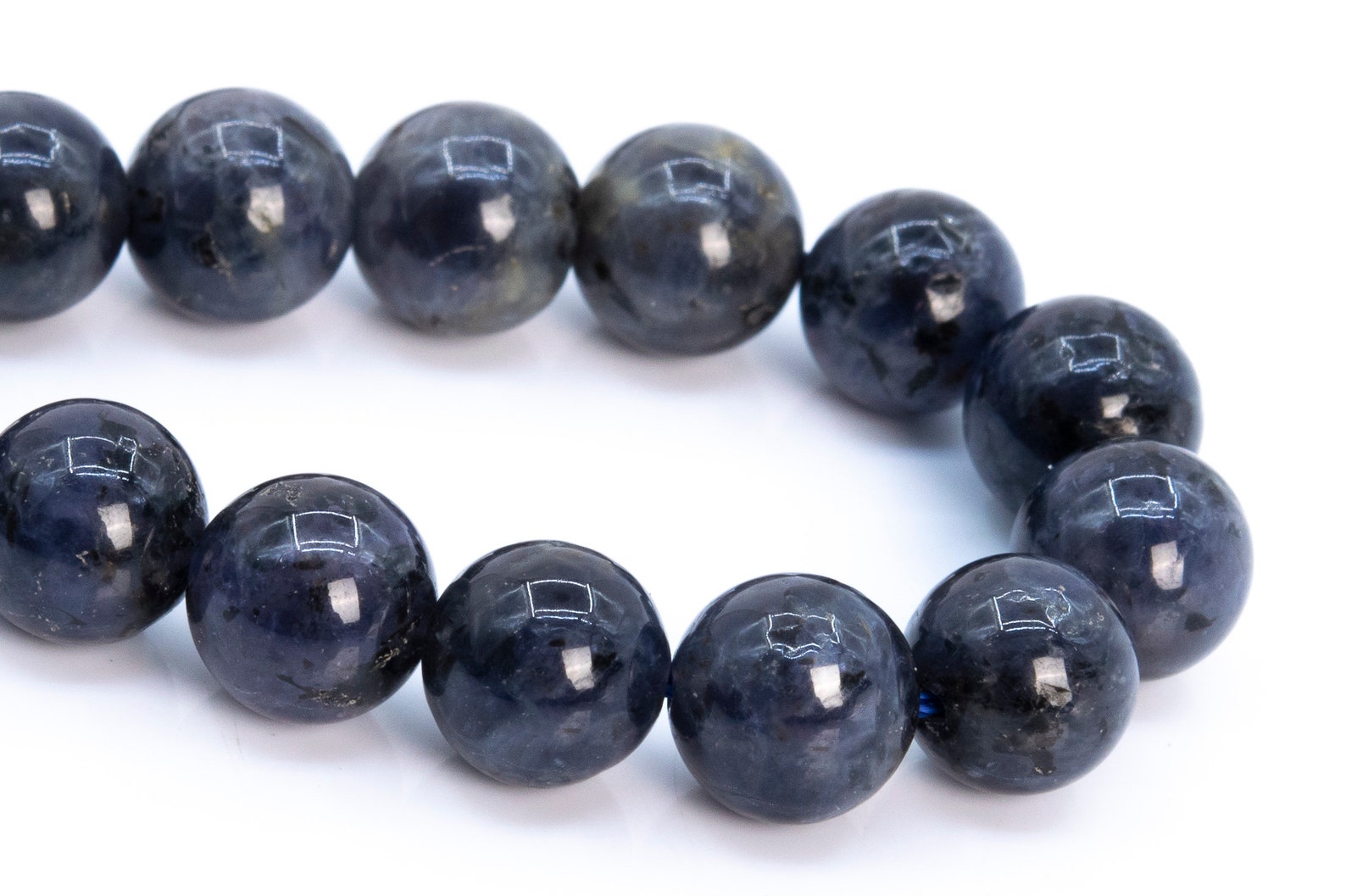 9MM Iolite Beads Dark Blue Grade A+ Genuine Natural Gemstone Round ...