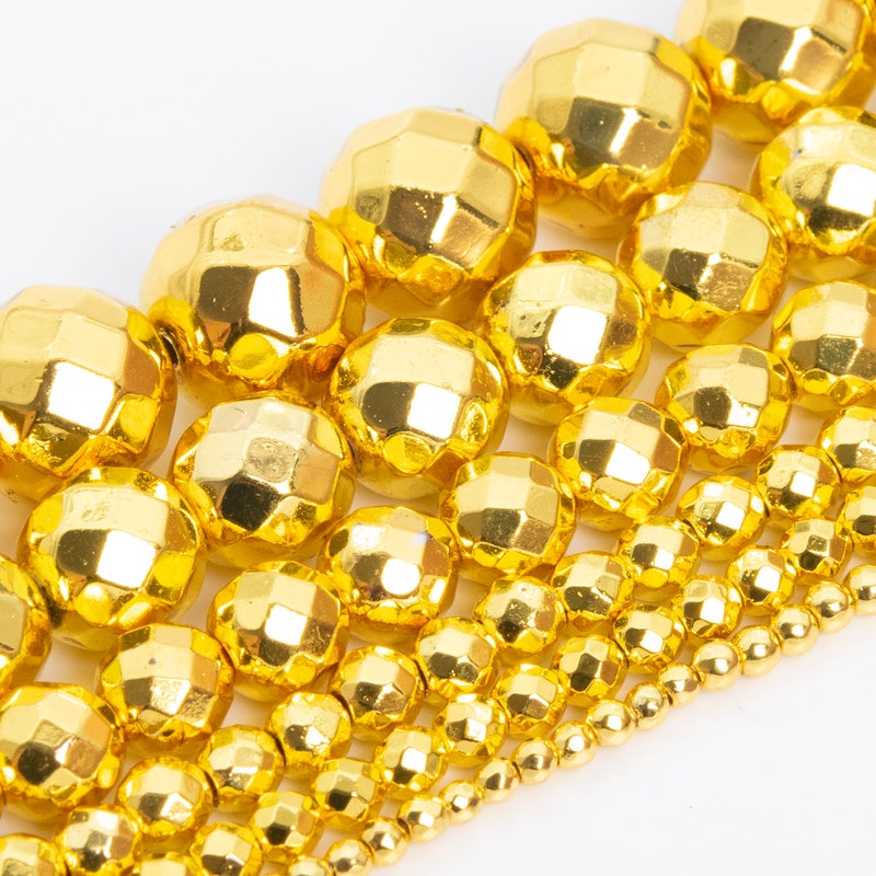 Faceted Gold Toned Beads - Etsy