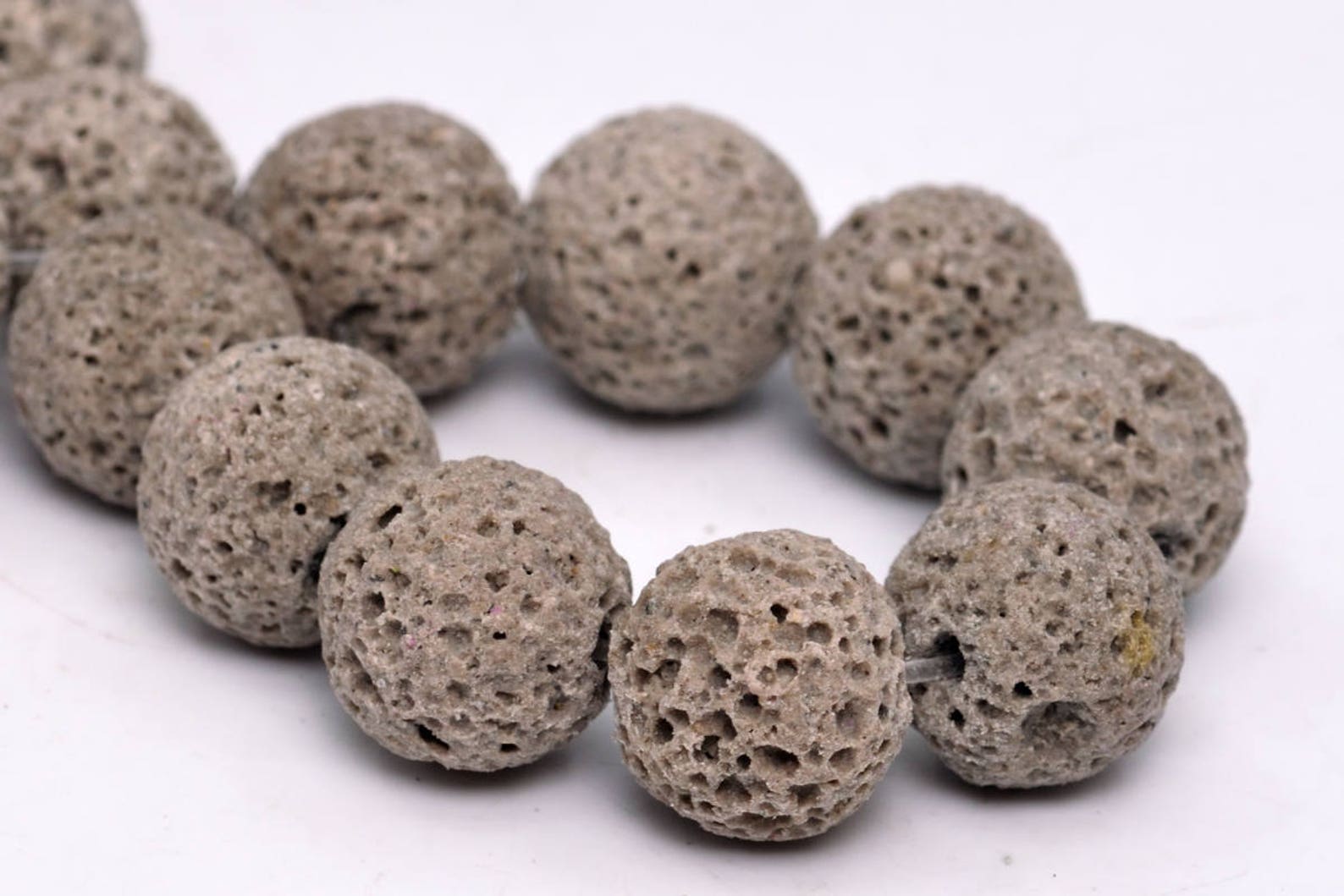 10MM Gray Volcanic Lava Beads Grade A Natural Gemstone Full Strand ...