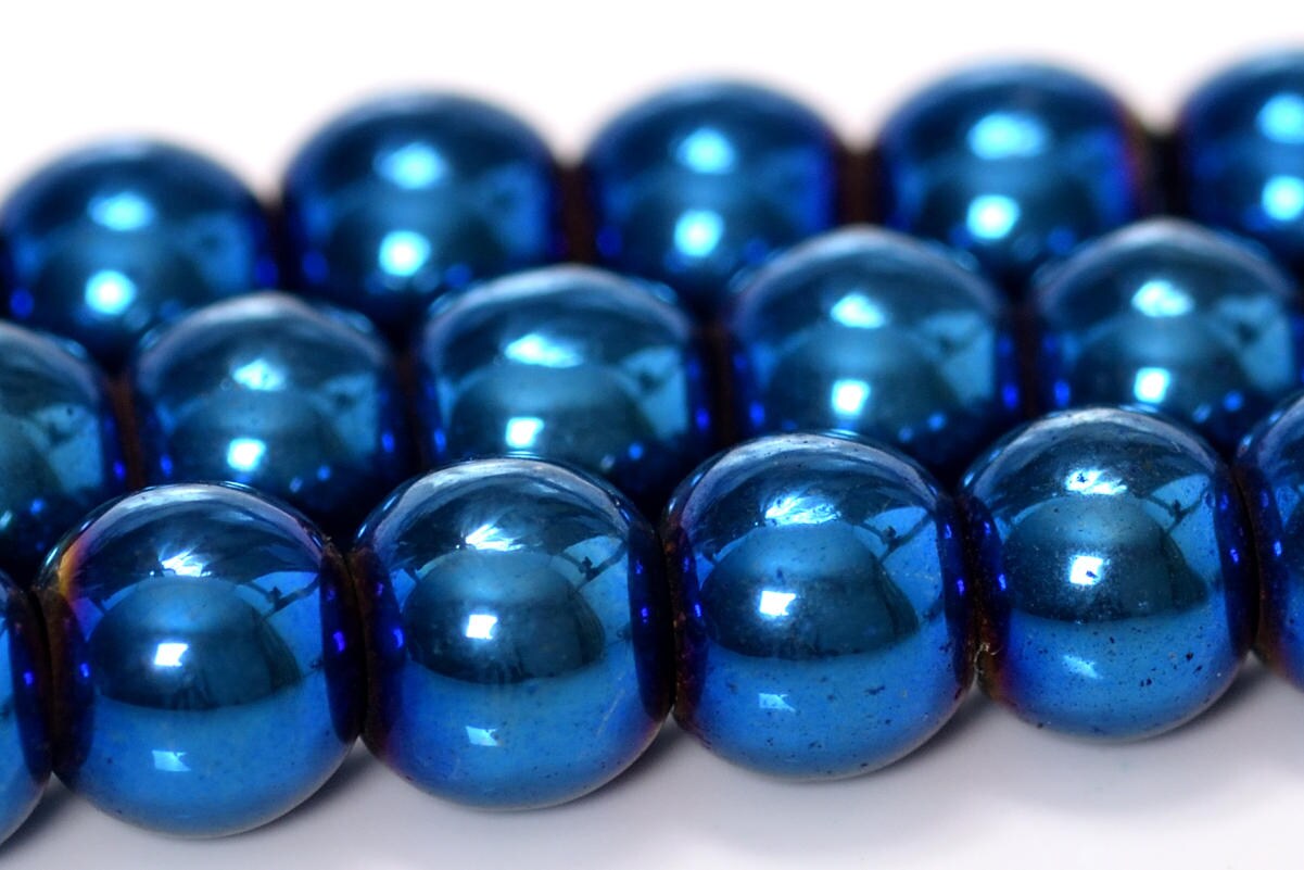 Blue Hematite Beads Grade AAA Natural Gemstone Round Loose - Etsy