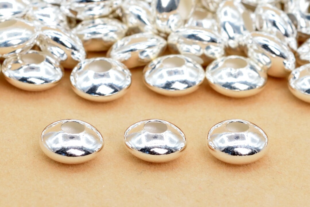 8x4mm Sterling Silver Spacer Beads Saucer 5 Pcs Solid Silver (63957 ...