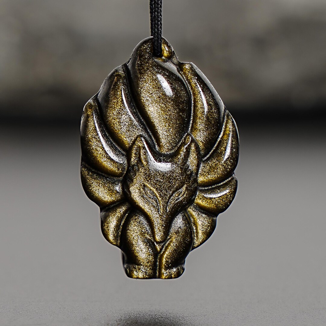 Genuine Natural Golden Obsidian Nine-tailed Fox Pendant Grade AAA ...