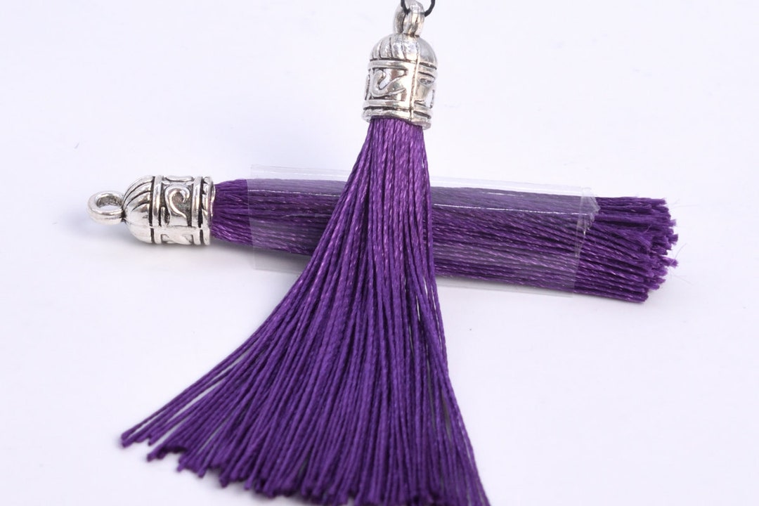 2 Pcs 1.7" / 4CM Purple Tassel 2.2CM Thickness Polyester Handcraft ...