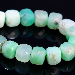 6MM Chrysoprase / Australian Jade Beads Faceted Cube Grade AA Genuine ...