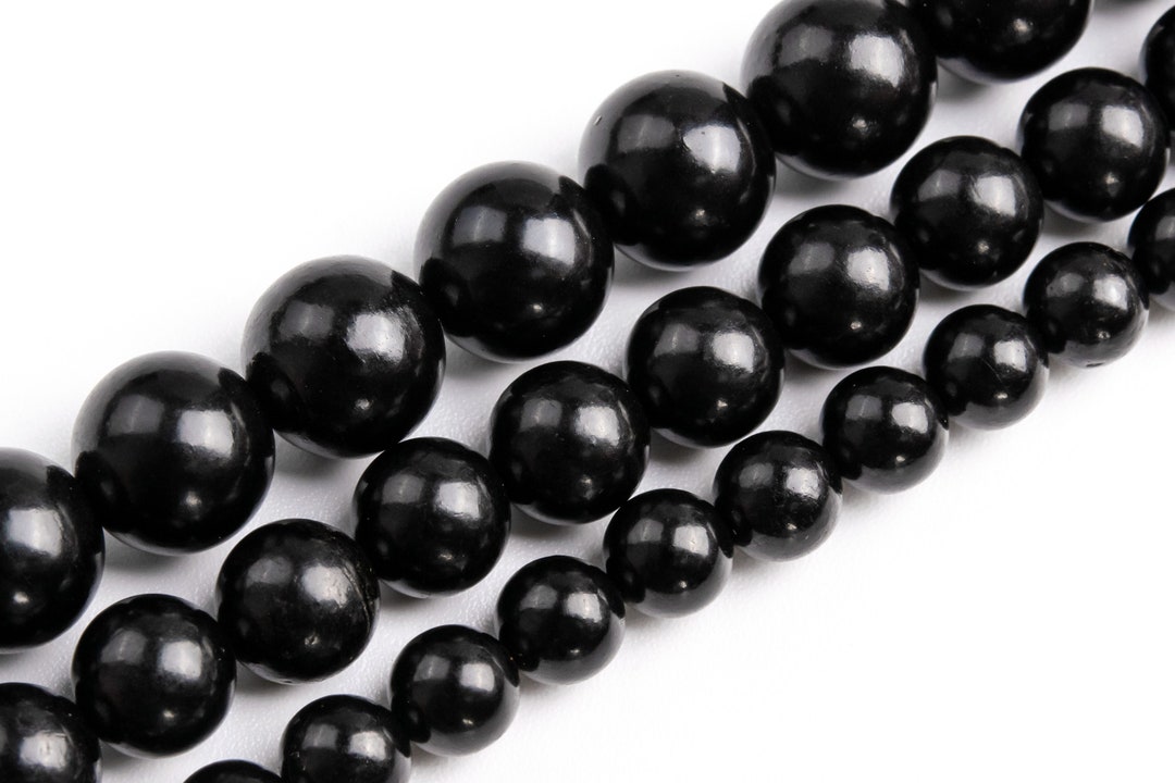 Black Jet Beads Genuine Natural Grade AAA Gemstone Round Loose Beads ...