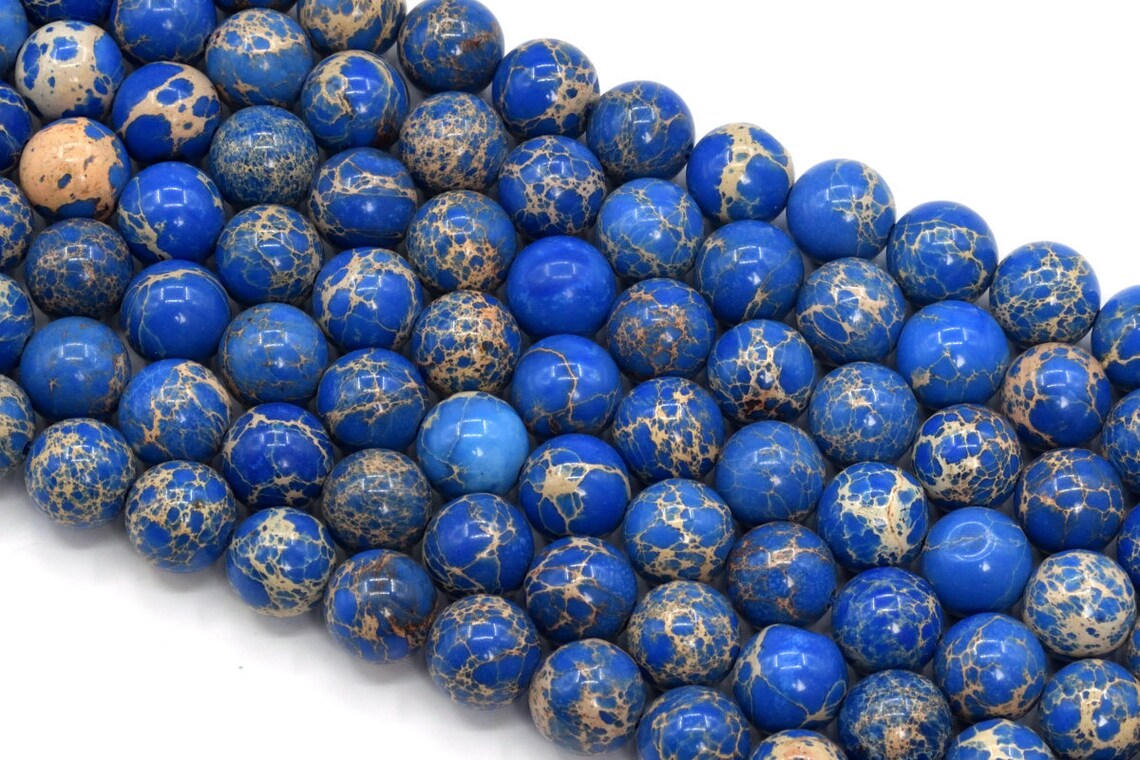 12MM Ocean Blue Imperial Jasper Beads Grade AAA Natural Gemstone Half ...