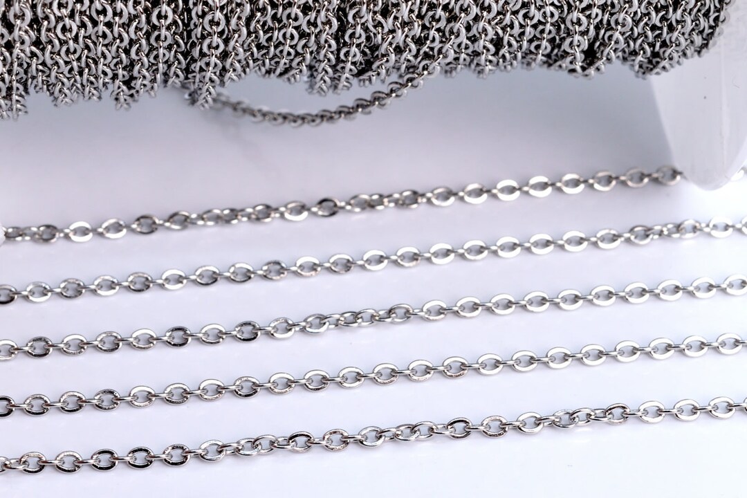 2MM Cable Silver Chain 36 Inches / 1 YD Stainless Steel Chains for ...