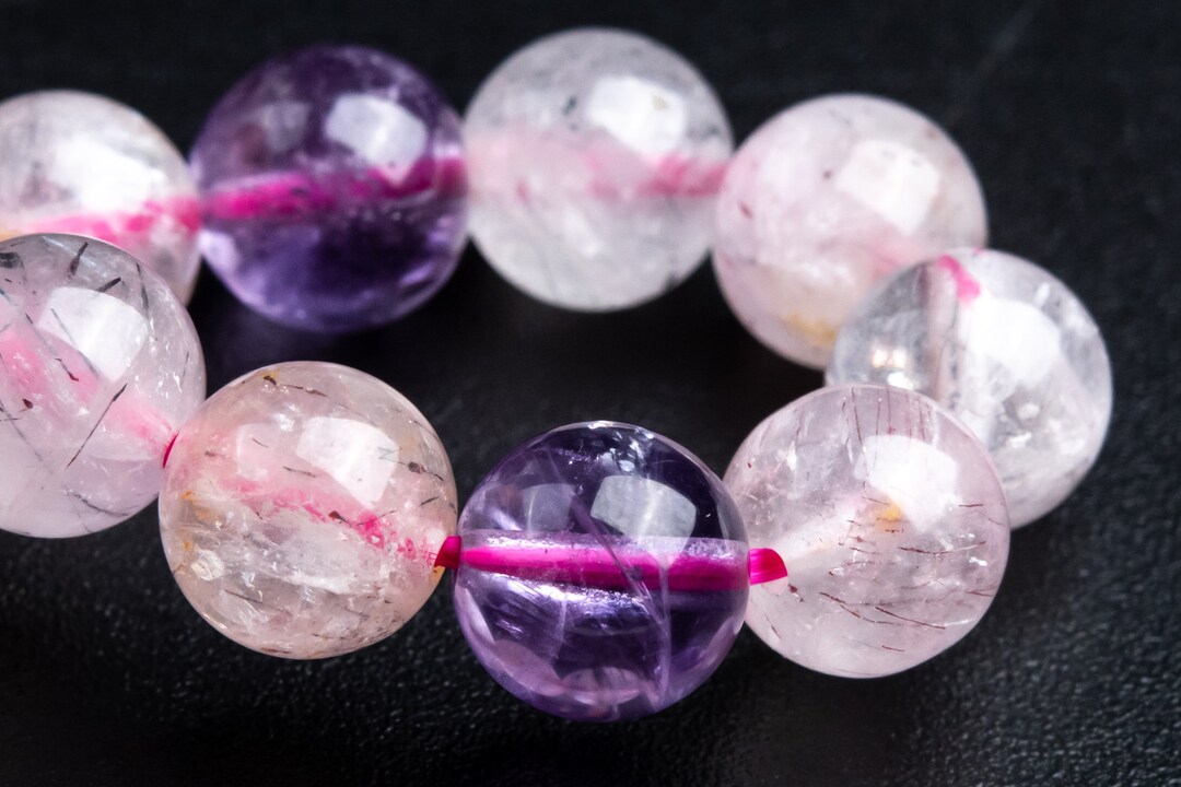ONLY ONE 8MM Super Seven Beads Multicolor Bracelet Genuine Natural ...