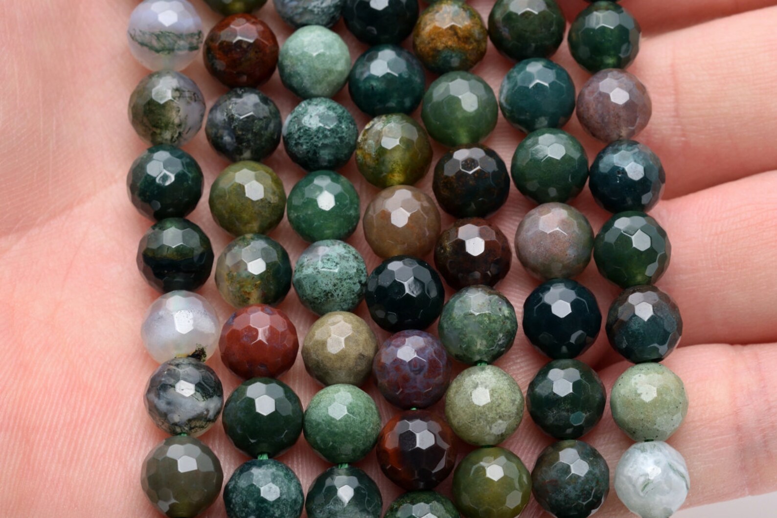 Indian Agate Beads Grade AAA Genuine Natural Gemstone Micro Faceted ...