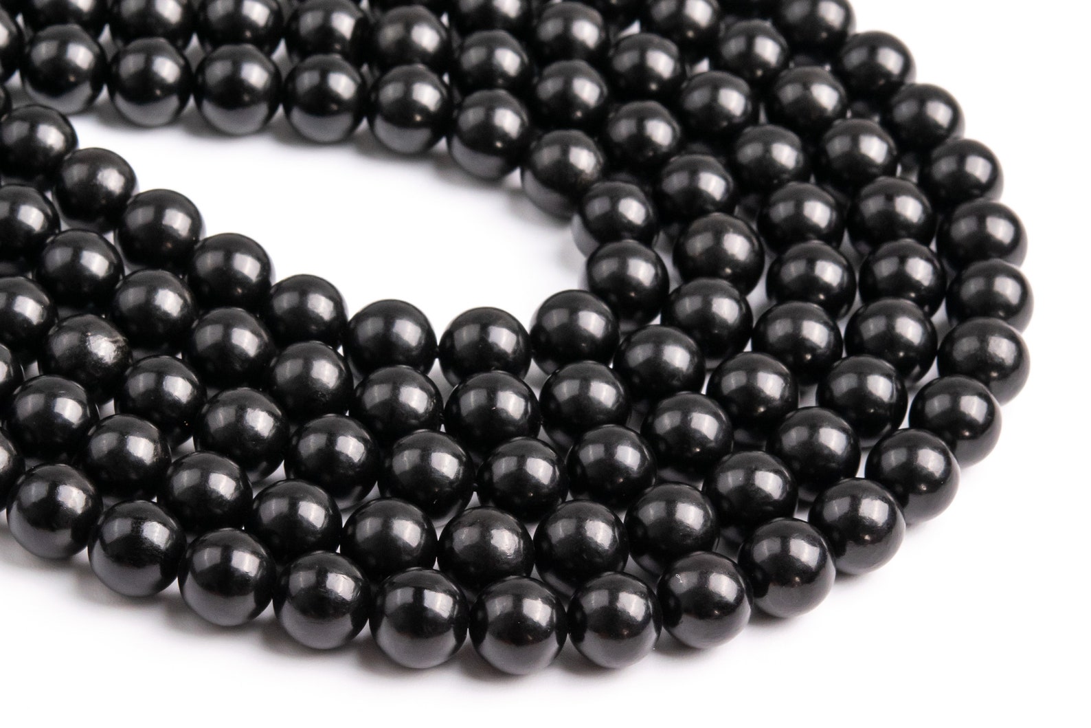 Black Jet Beads Genuine Natural Grade AAA Gemstone Round Loose Beads ...