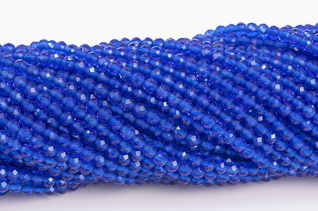 2MM Royal Blue Quartz Beads Grade AAA Full Strand Faceted Round Loose ...