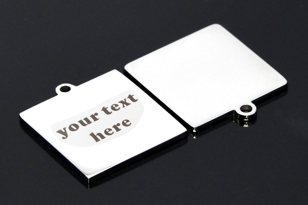 Personalized Square Stainless Steel Charm Laser Engraved Custom Charm ...