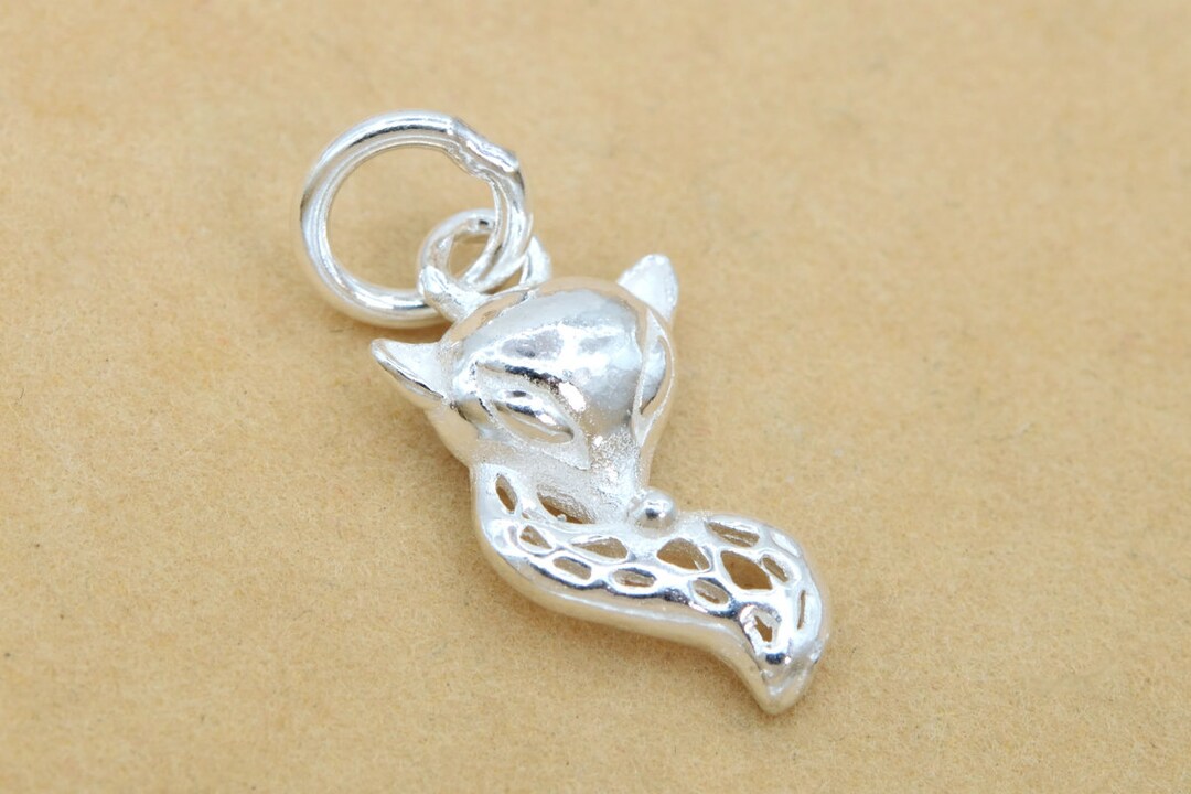 15x8mm Sterling Silver Fox Charm Solid Silver (61608-2107) - Etsy