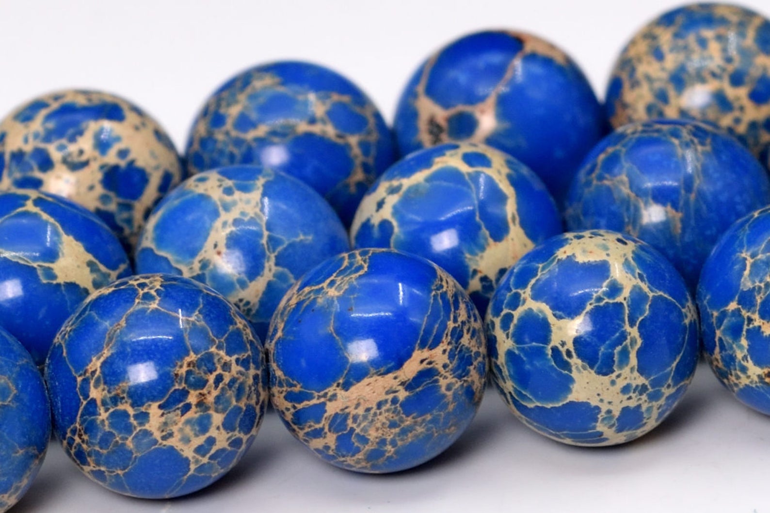 12MM Ocean Blue Imperial Jasper Beads Grade AAA Natural Gemstone Half ...