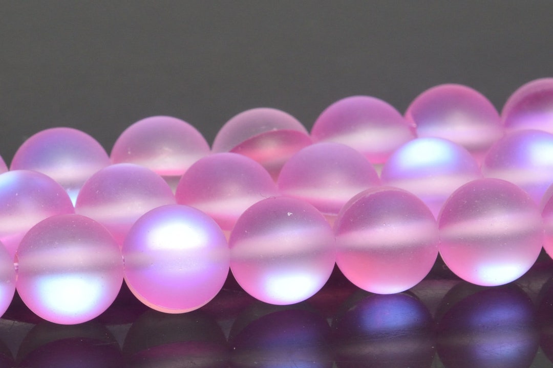 Matte Pink Mystic Aura Quartz Beads Round Loose Beads 6MM 8MM 10MM 12MM ...