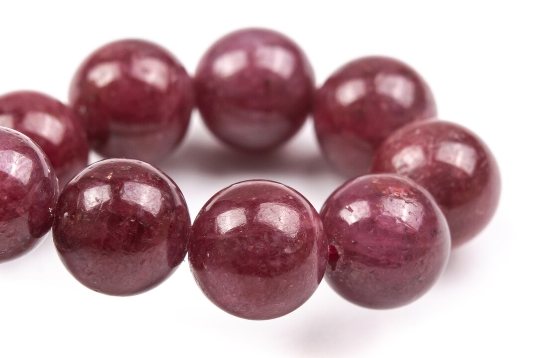 9MM Ruby Beads Red Bracelet Grade AAA Genuine Natural Round Gemstone 7 ...