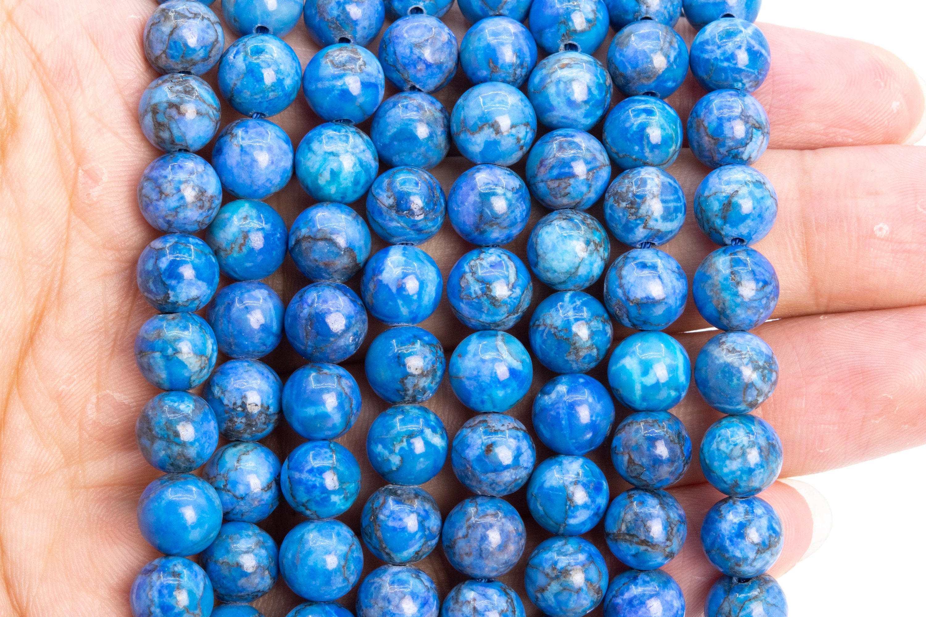 Denim Blue Magnesite Turquoise Beads Natural Grade AAA Gemstone Round ...