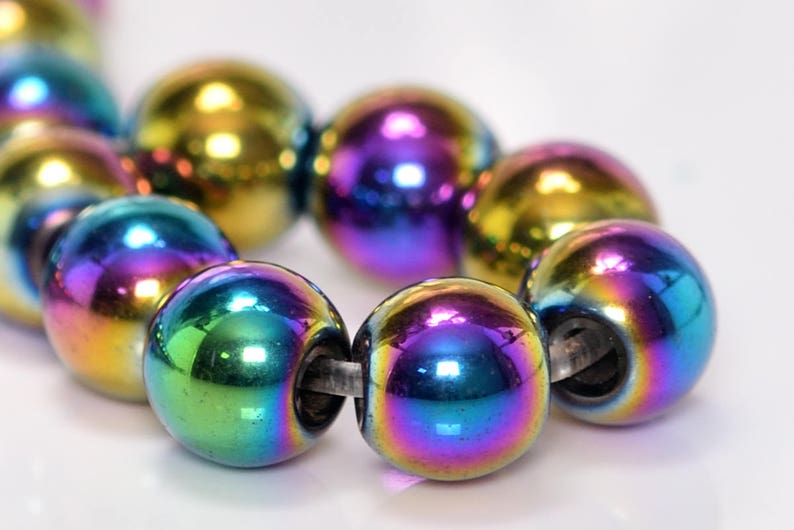 Rainbow Hematite Beads Grade Aaa Gemstone Round Loose Beads Etsy
