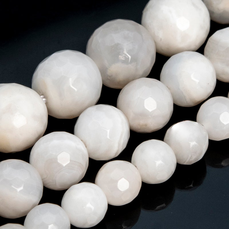 White Agate Beads - Etsy
