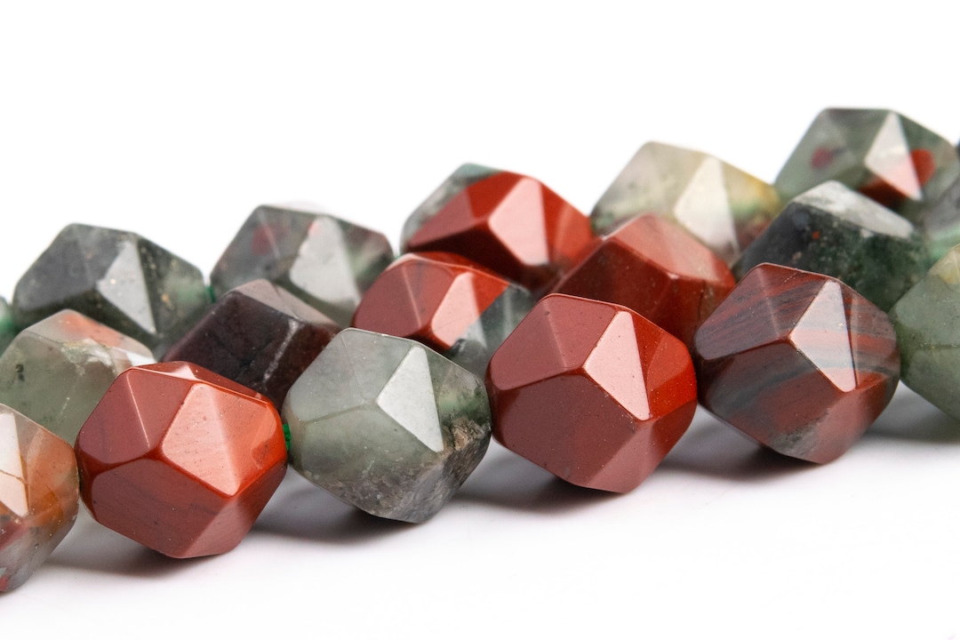 Blood Stone Beads Star Cut Faceted Grade AAA Genuine Natural Gemstone ...