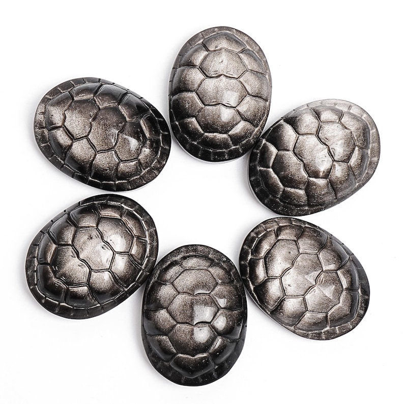 Genuine Natural Silver Obsidian Turtle Shell Pendant Grade AAA Gemstone ...