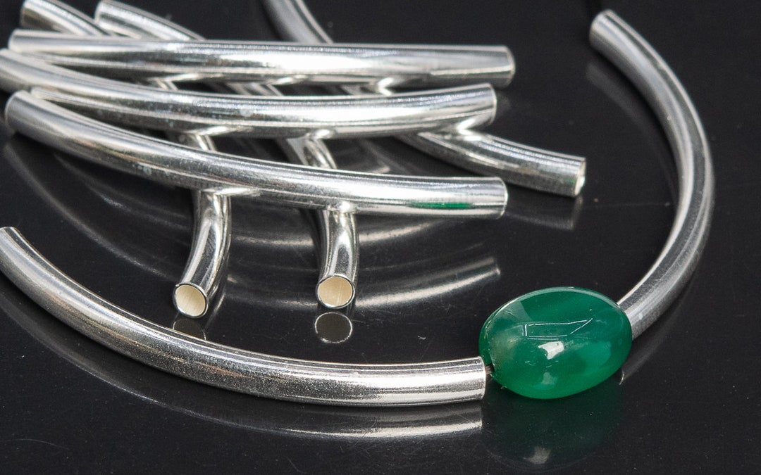 40x3mm Sterling Silver Curved Tube 4 Pcs Solid Silver (64815-2184) - Etsy