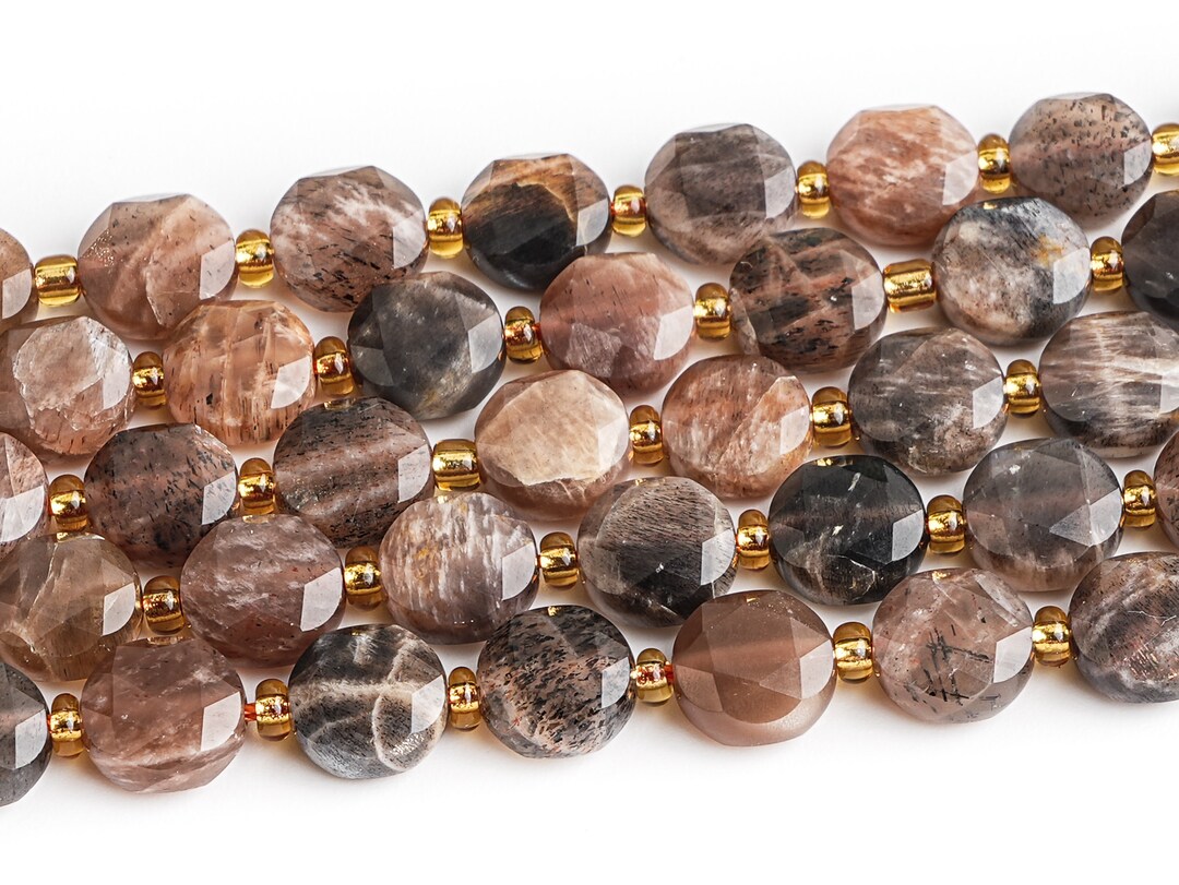 8MM Brown Moonstone Beads Grade AA Genuine Natural Gemstone Faceted ...