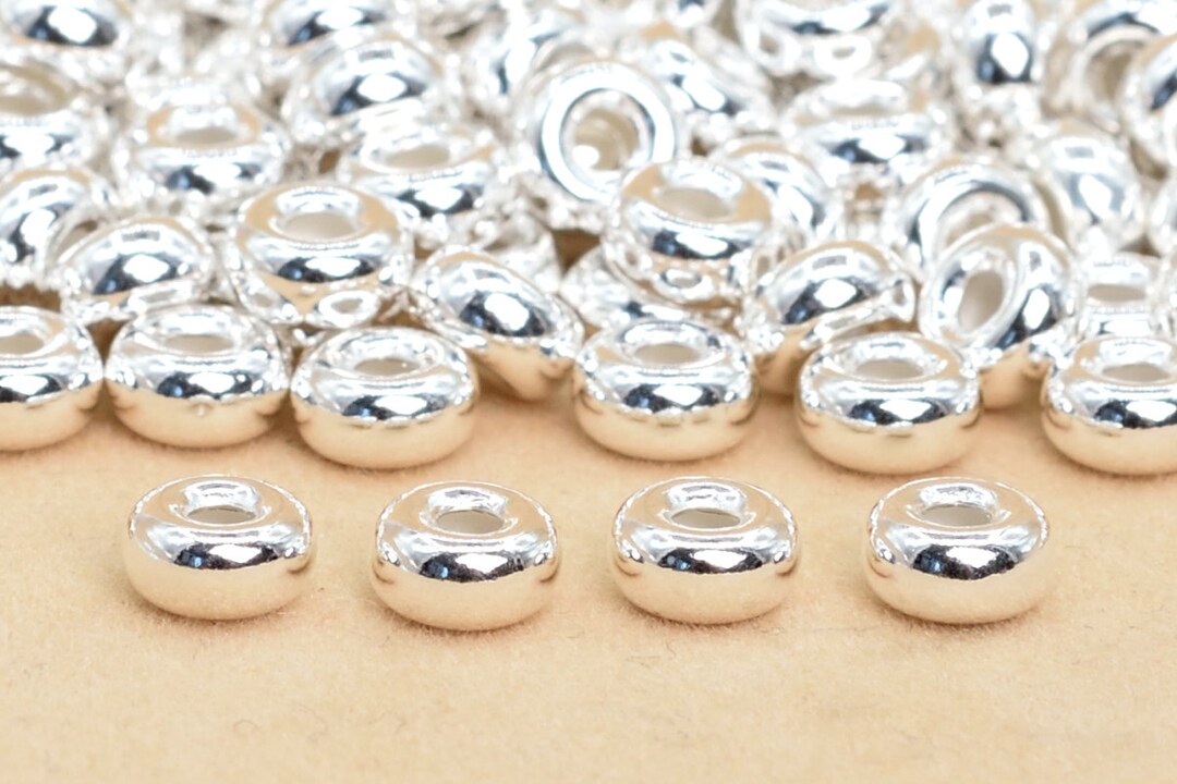 5x2.5mm Sterling Silver Spacer Beads Rondelle 10 Pcs Solid Silver ...