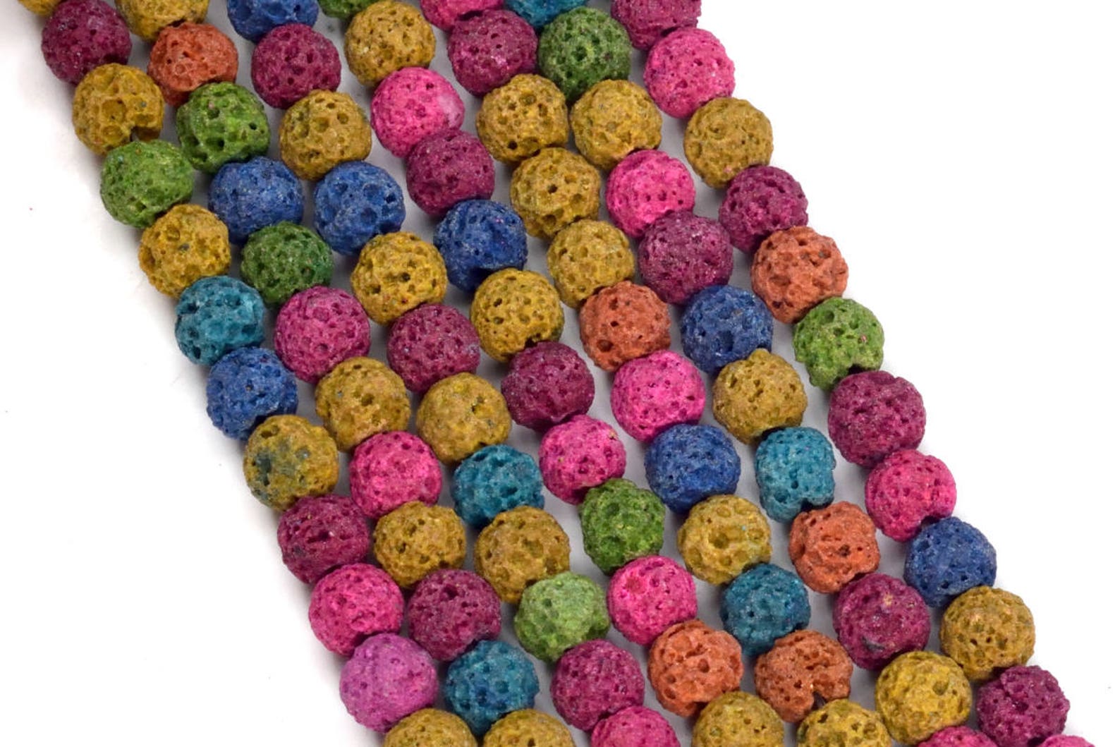 6MM Rainbow Volcanic Lava Beads Grade AB Natural Gemstone Half | Etsy