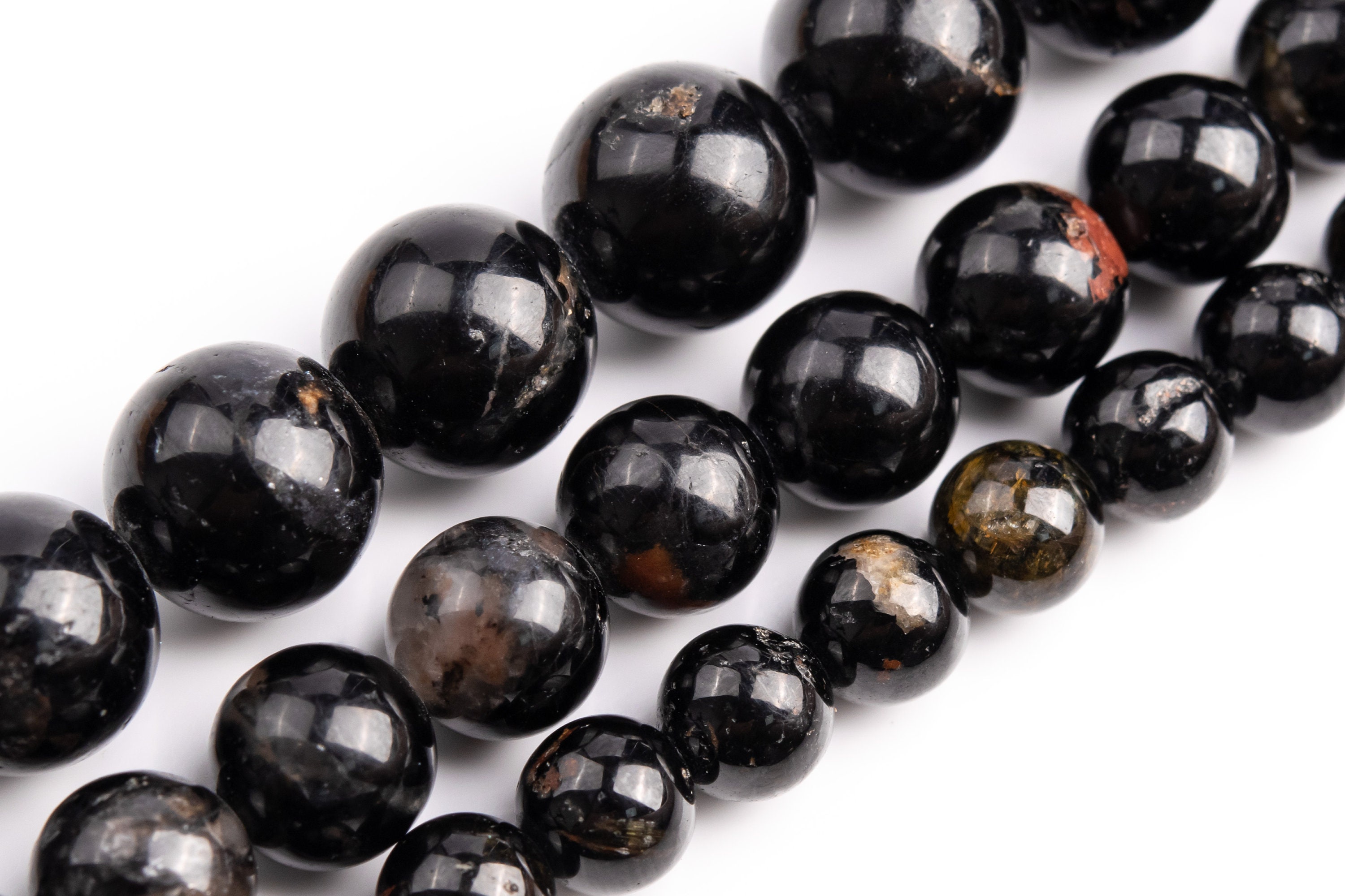 Black Tourmaline Beads Genuine Natural Grade A Gemstone Round - Etsy