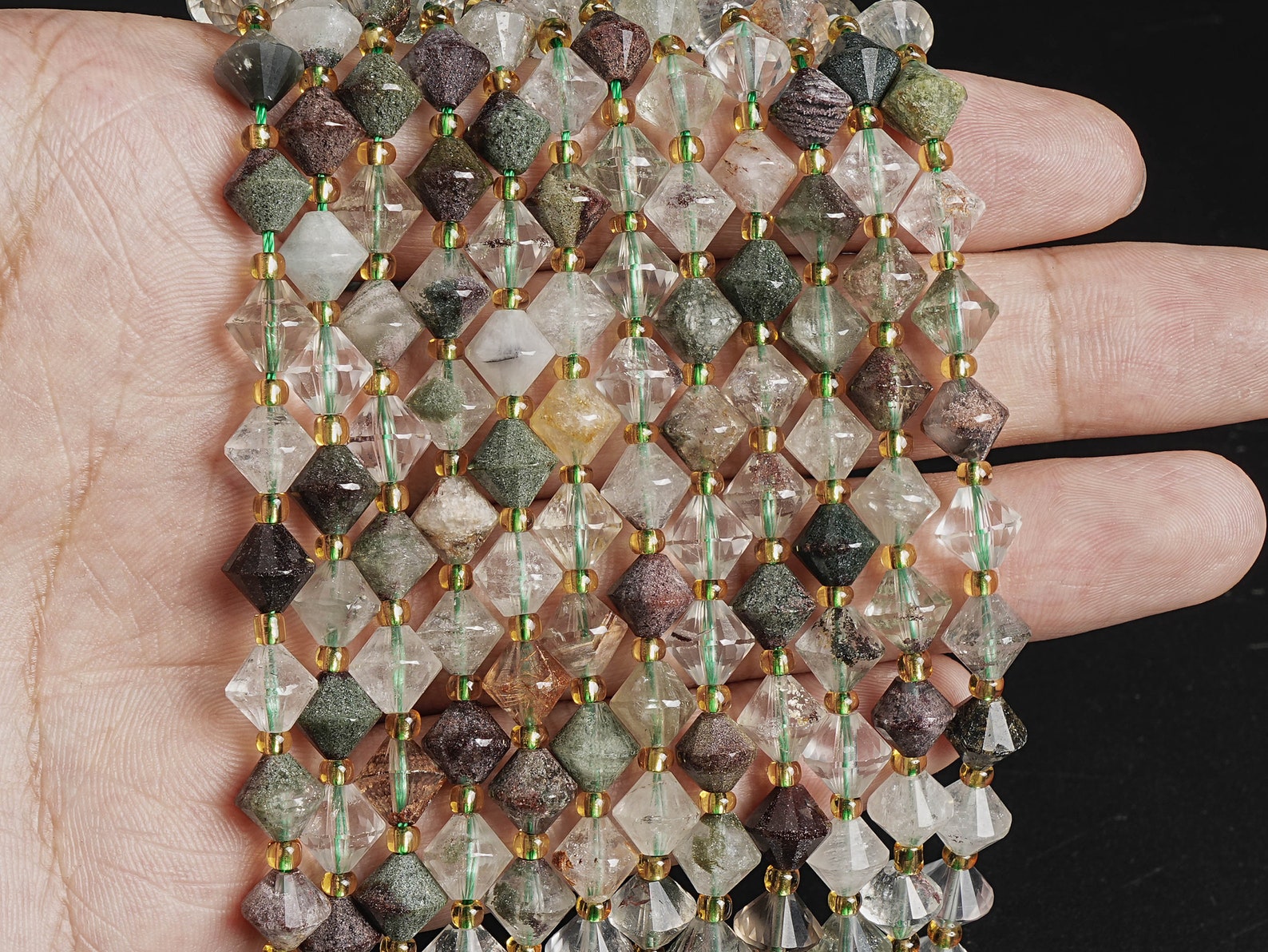 8MM Multicolor Phantom Quartz Beads Grade AA Genuine Natural Gemstone ...