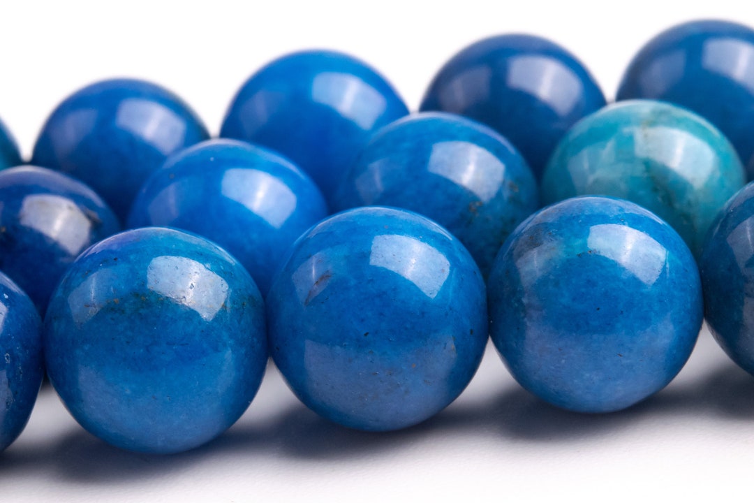 9-10MM Royal Blue Jade Beads Grade AAA Gemstone Round Loose Beads 15"/7 ...
