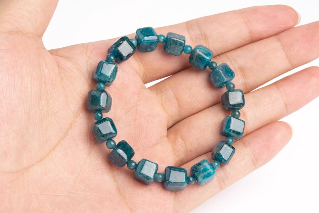 Deep Blue Apatite Beads Genuine Natural Grade A Gemstone Beveled Edge ...