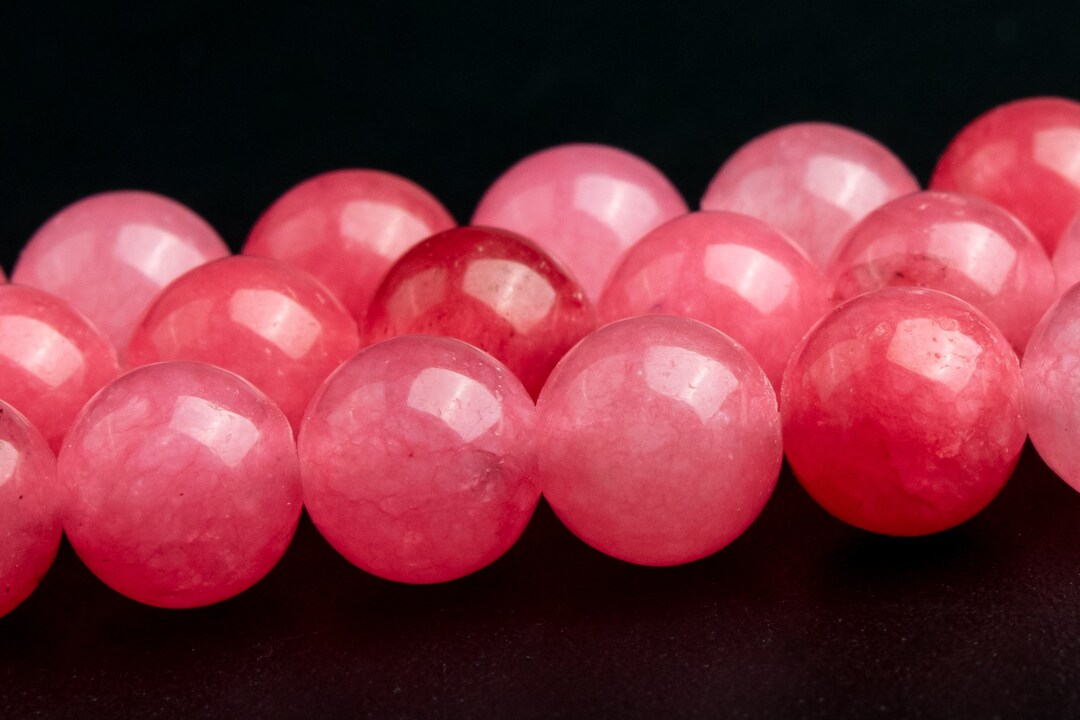 8MM Rose Pink Jade Beads Grade AAA Gemstone Round Loose Beads 15" / 7.5 ...