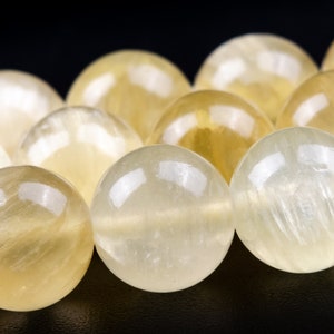 Honey Yellow Selenite Beads Genuine Natural Grade AAA Gemstone Round ...