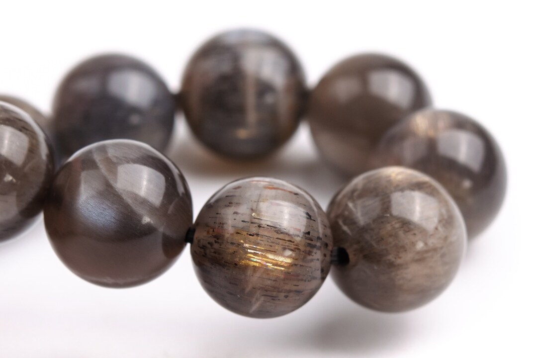 9MM Aventurescence Sunstone Hematite Inclusions Beads Black Brown ...