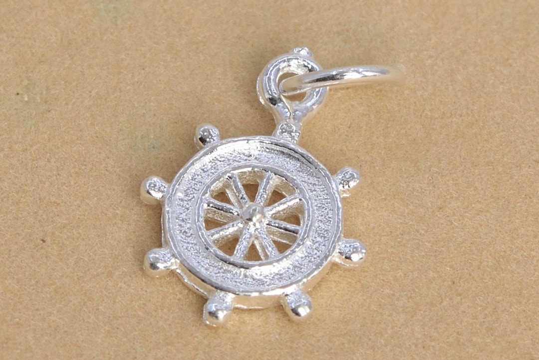 14x11mm Sterling Silver Ship Wheel Charm Solid Silver (61490-2099) - Etsy