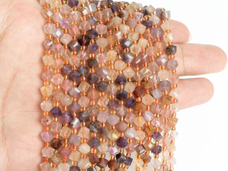 6MM Multicolor Rutilated Quartz Beads Grade AA Genuine Natural Gemstone ...