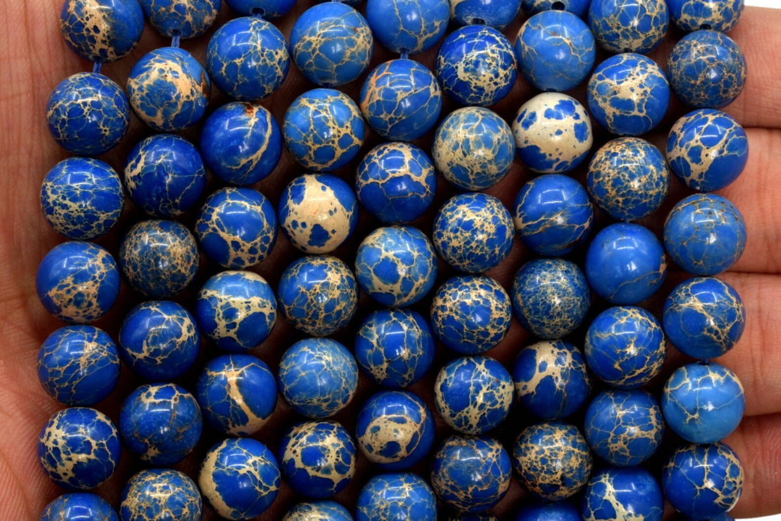 12MM Ocean Blue Imperial Jasper Beads Grade AAA Natural Gemstone Half ...