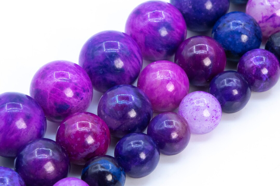 Jasper Beads Sugilite Purple Color Grade A Gemstone Round Loose Beads ...