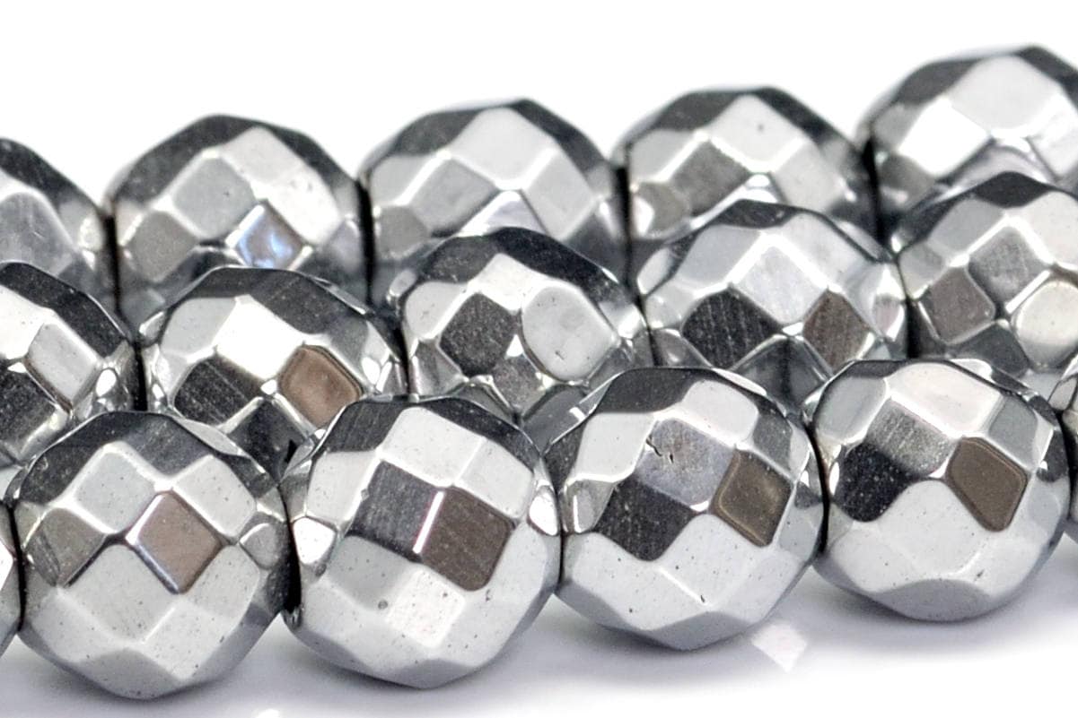 Silver Hematite Beads Grade AAA Natural Gemstone Faceted Round | Etsy