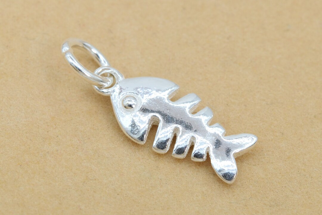 15x6mm Sterling Silver Fish Bone Charm Solid Silver (61621-2108) - Etsy