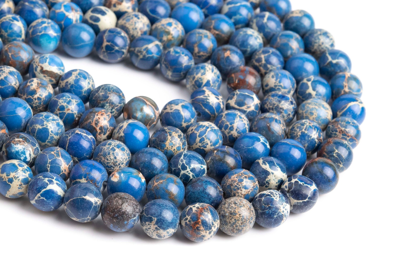 10MM Ocean Blue Imperial Jasper Beads Grade AAA Natural Gemstone Half ...